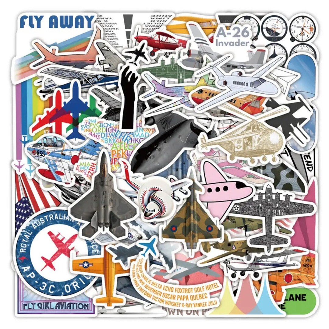 50 Military, Commercial and Private Airplane Stickers, Fighter Jets ...