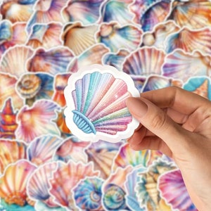 50 Dreamy Shell Stickers in Soft Pastels, High Quality Decal Craft ...