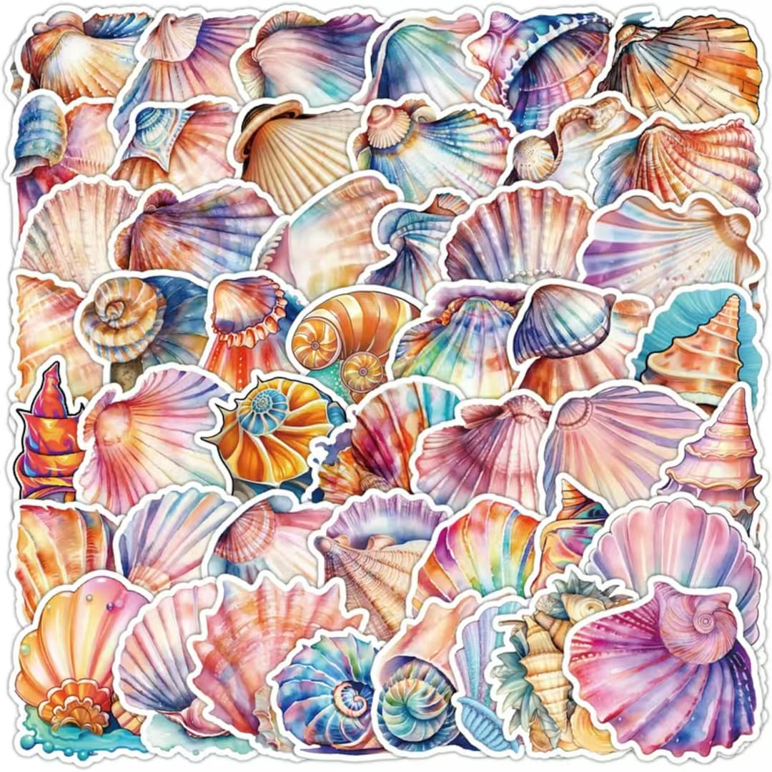 50 Dreamy Shell Stickers in Soft Pastels, High Quality Decal Craft ...