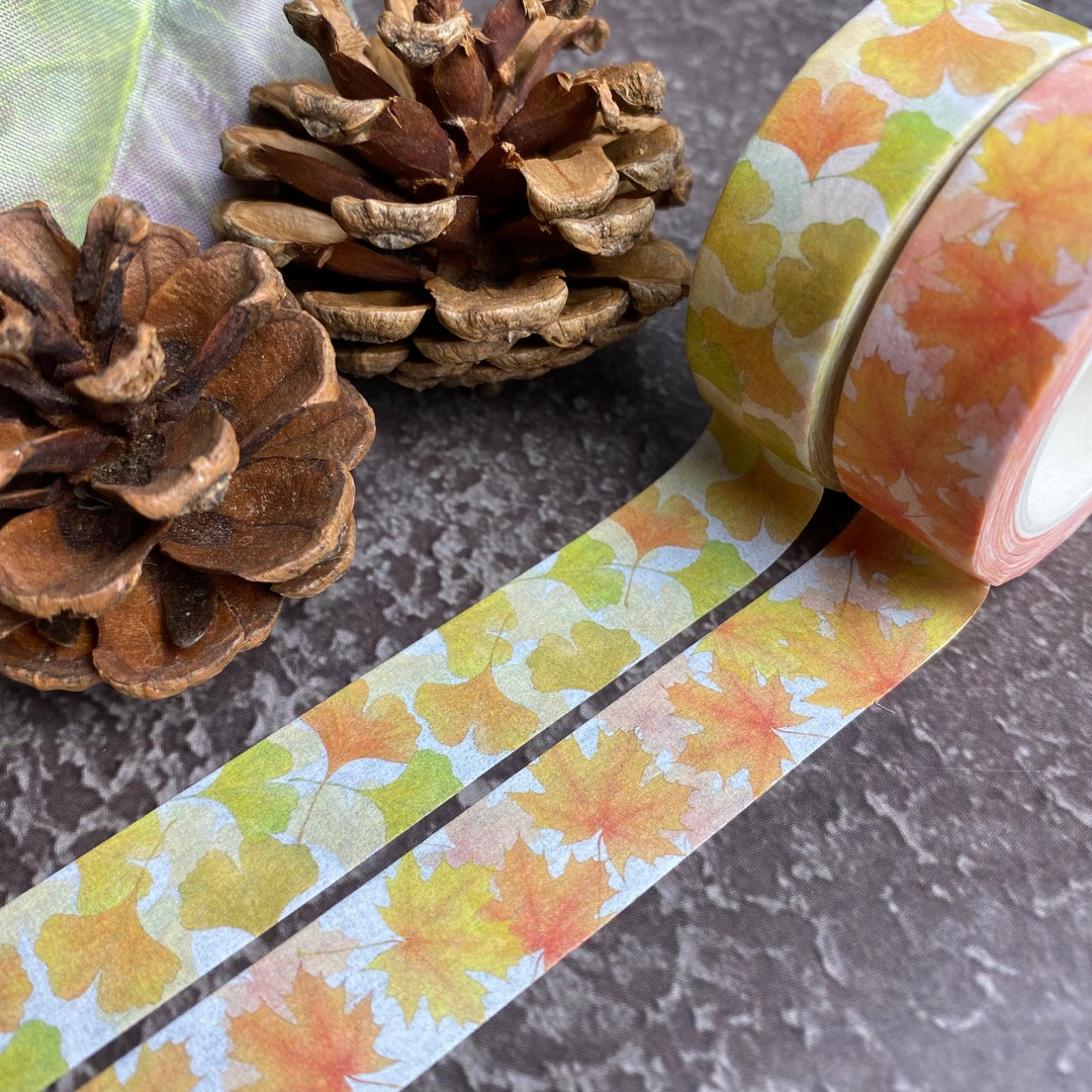 Leaf Washi Set With Ginkgo Maidenhair and Maple Tree Leaves - Partial ...