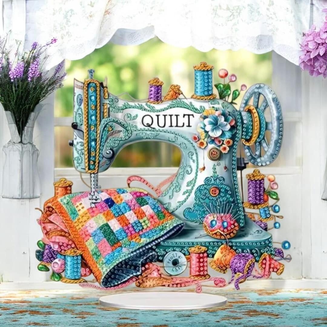 Quilting Sewing Machine Diamond Painting Kit - DIY Table or Window ...
