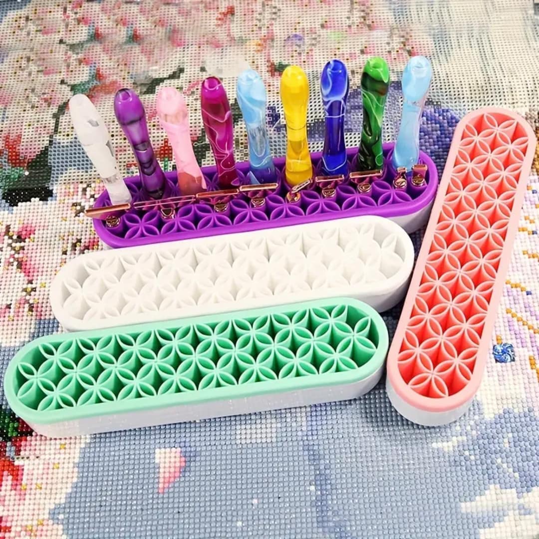 Silicone Diamond Painting Pen and Drill Holder, Holds Stylus Handles ...