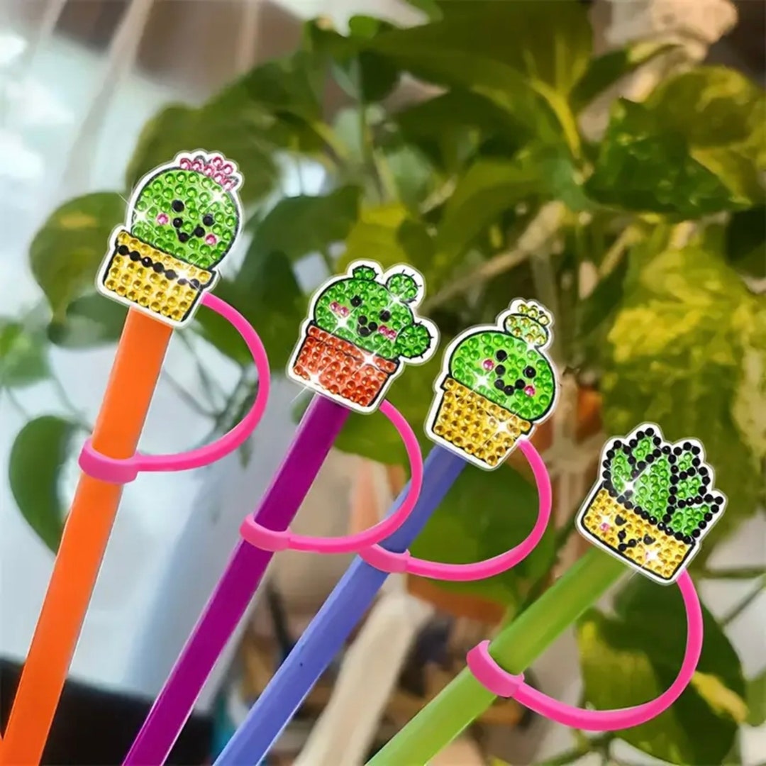 DIY 6 Cactus Straw Covers, A Fun Diamond Painting Kit, Perfect for ...