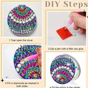 DIY Round Compact Mirror Kit With Fancy Diamond Painting - Perfect for ...