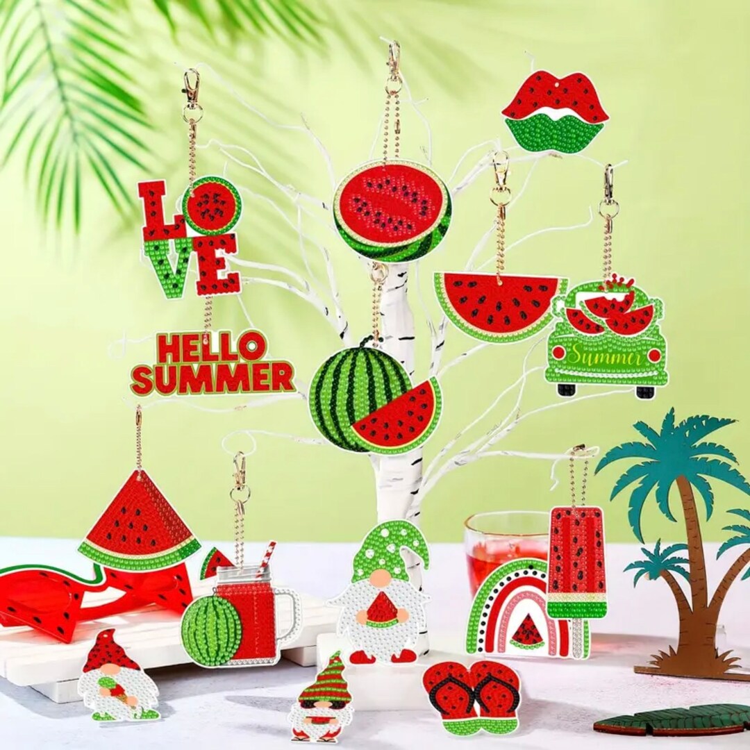 DIY 15 Large Double Sided Watermelon Hello Summer Keychains/ornaments ...