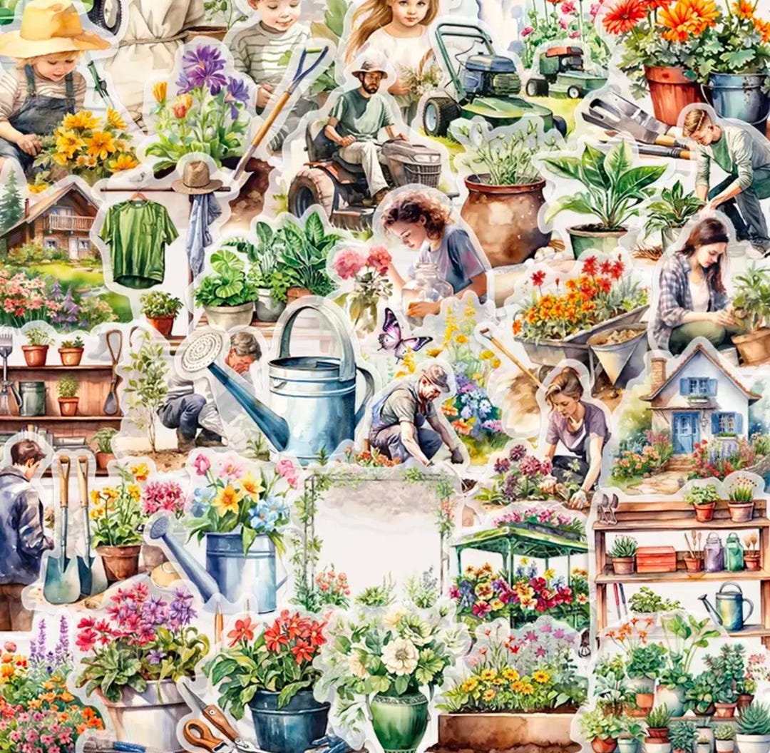 50 Rustic Farm and Garden Stickers – Water-resistant PET, Perfect for ...