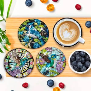 DIY 8 Bird Coasters With Stained Glass and Hummingbirds, 5D Diamond ...
