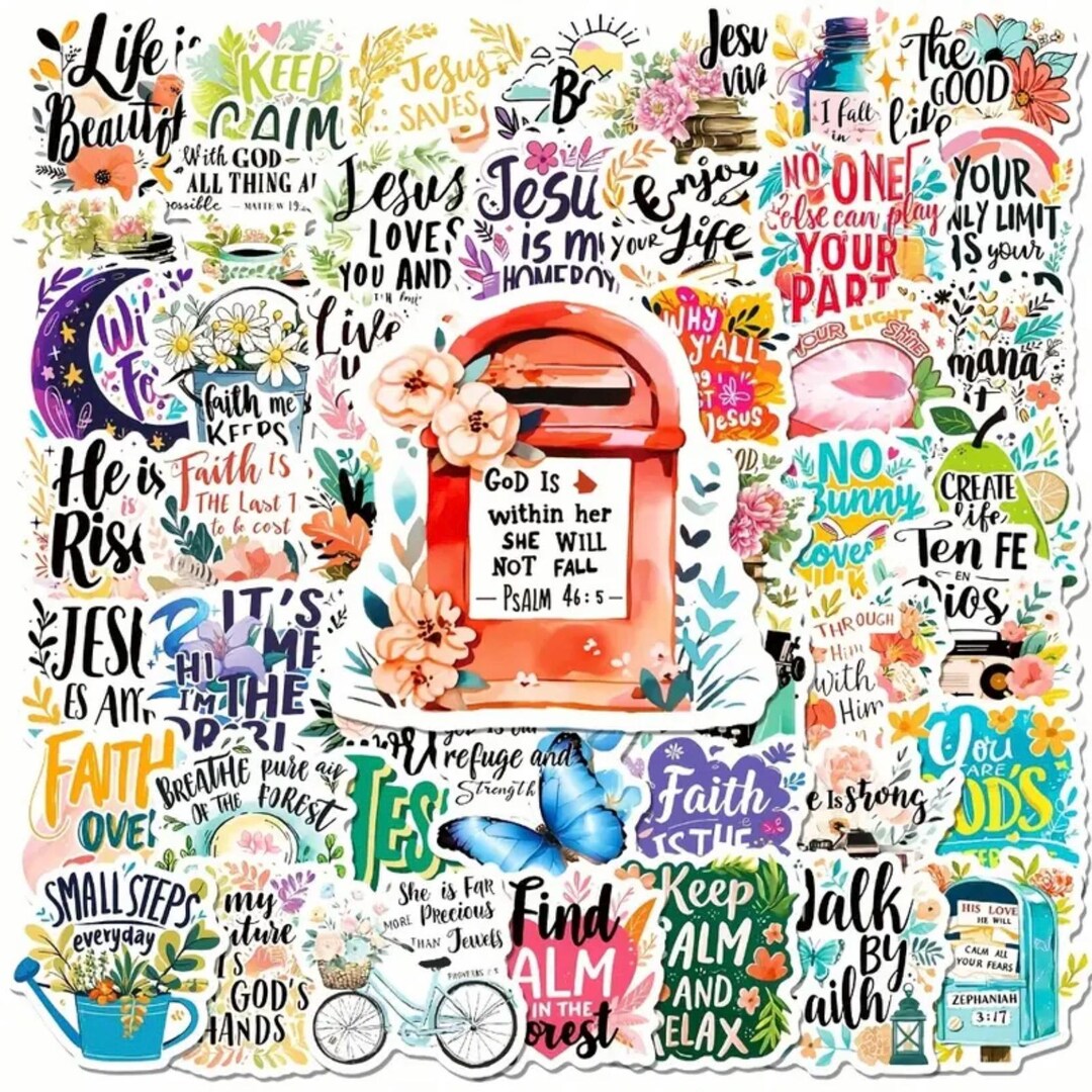 Religious Stickers Inspired by Bible Quotes - 50 Premium Decal Stickers ...