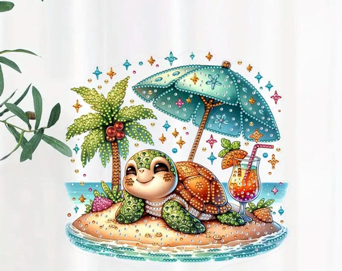 Sunny Beach Turtle DIY Diamond Painting Kit – Double Sided Summer Table ...