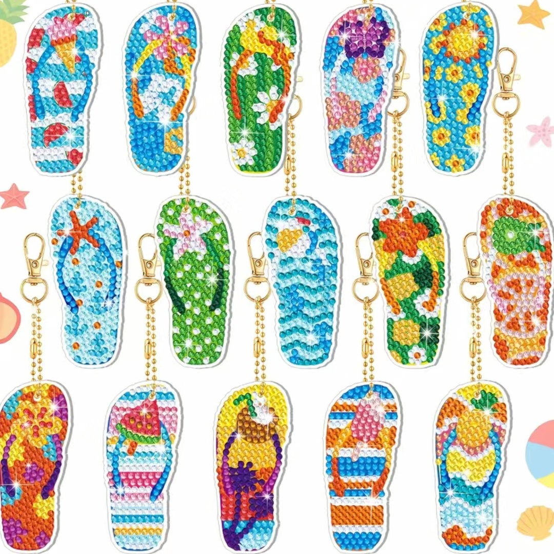 DIY 15 Summer Fun Flip Flop Keychains/ornaments With Colorful Designs ...