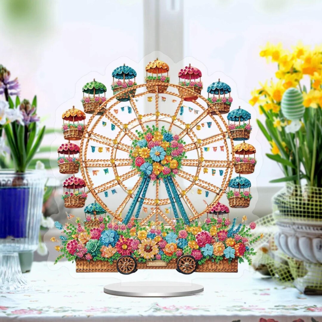 Floral Ferris Wheel DIY Diamond Painting Kit – Single Sided Table Decor ...