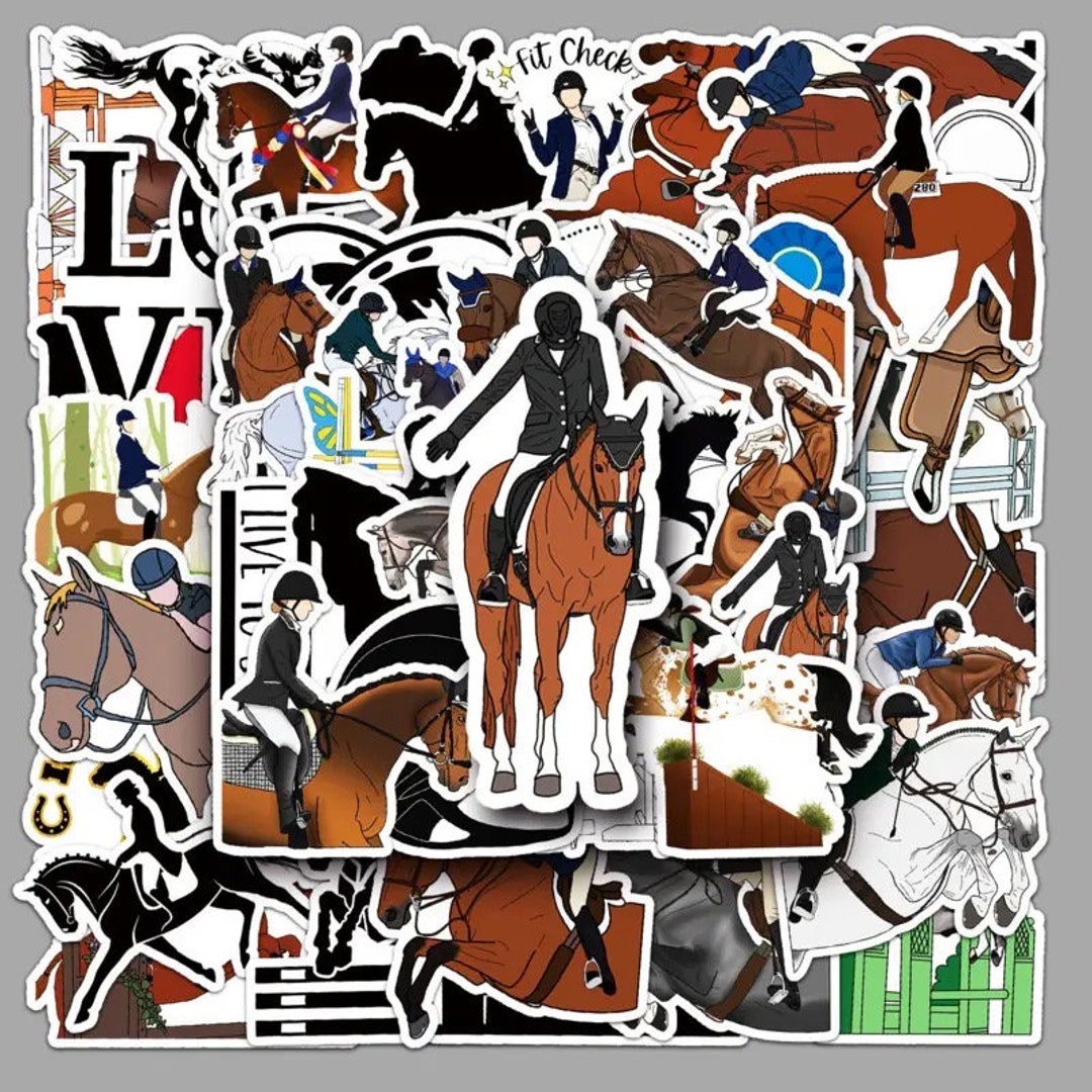 50 Classic Equestrian Stickers, Horses and Riders Eventing, Dressage ...
