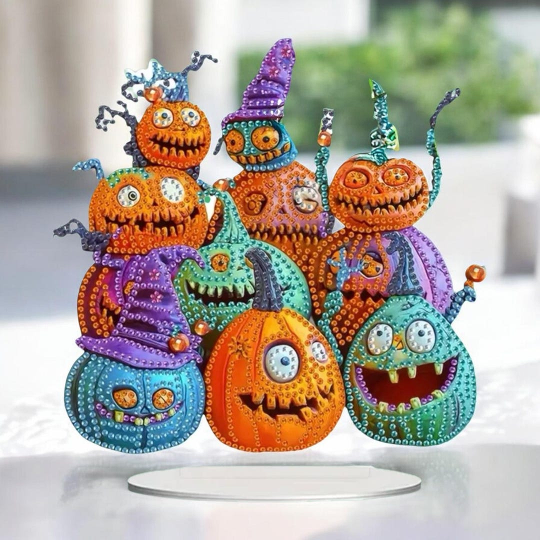 Stack of Silly Pumpkins Halloween Diamond Painting Kit – Double Sided ...