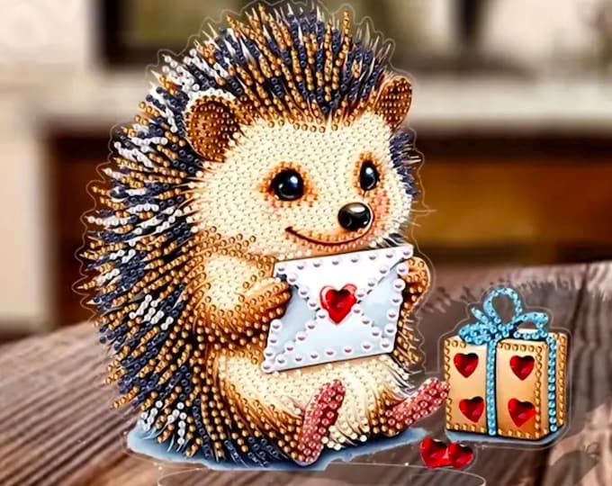 DIY Hedgehog With Love Letter - 5D Diamond Painting Tabletop Decor Kit ...