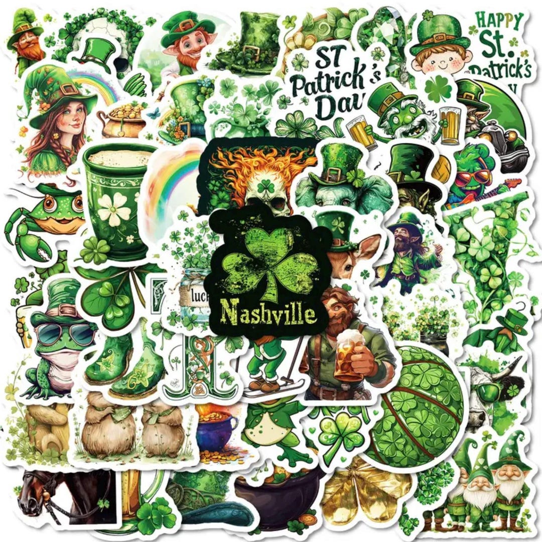 50 Fun St. Patrick's Day Stickers Featuring Lucky Leprechauns, Clovers ...