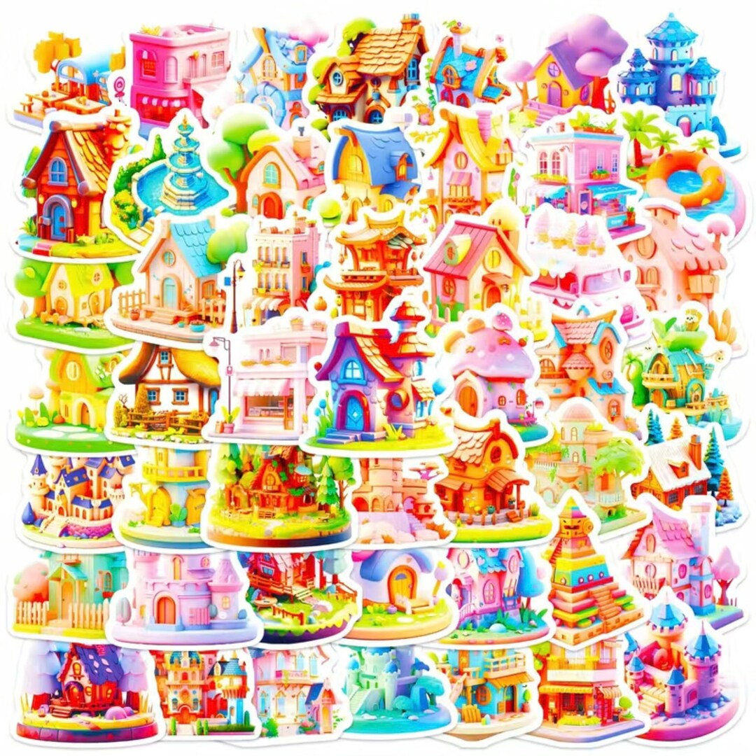 50 Toy House Stickers With Fun Cabins and Playgrounds, High Quality ...