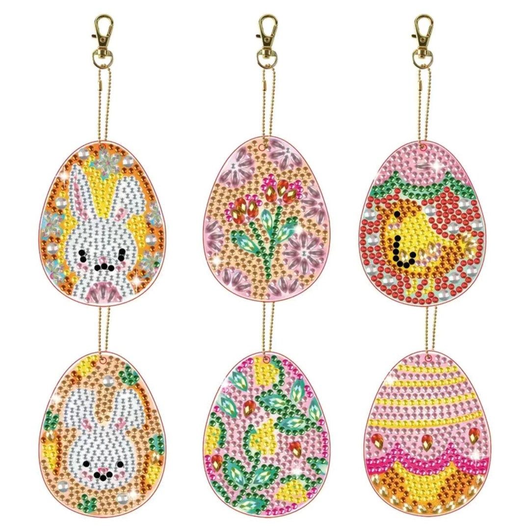 DIY 6 Double Sided Easter Egg Keychains/ornaments With Bunnies and ...
