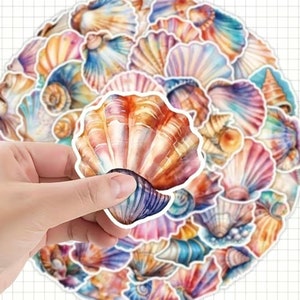 50 Dreamy Shell Stickers in Soft Pastels, High Quality Decal Craft ...