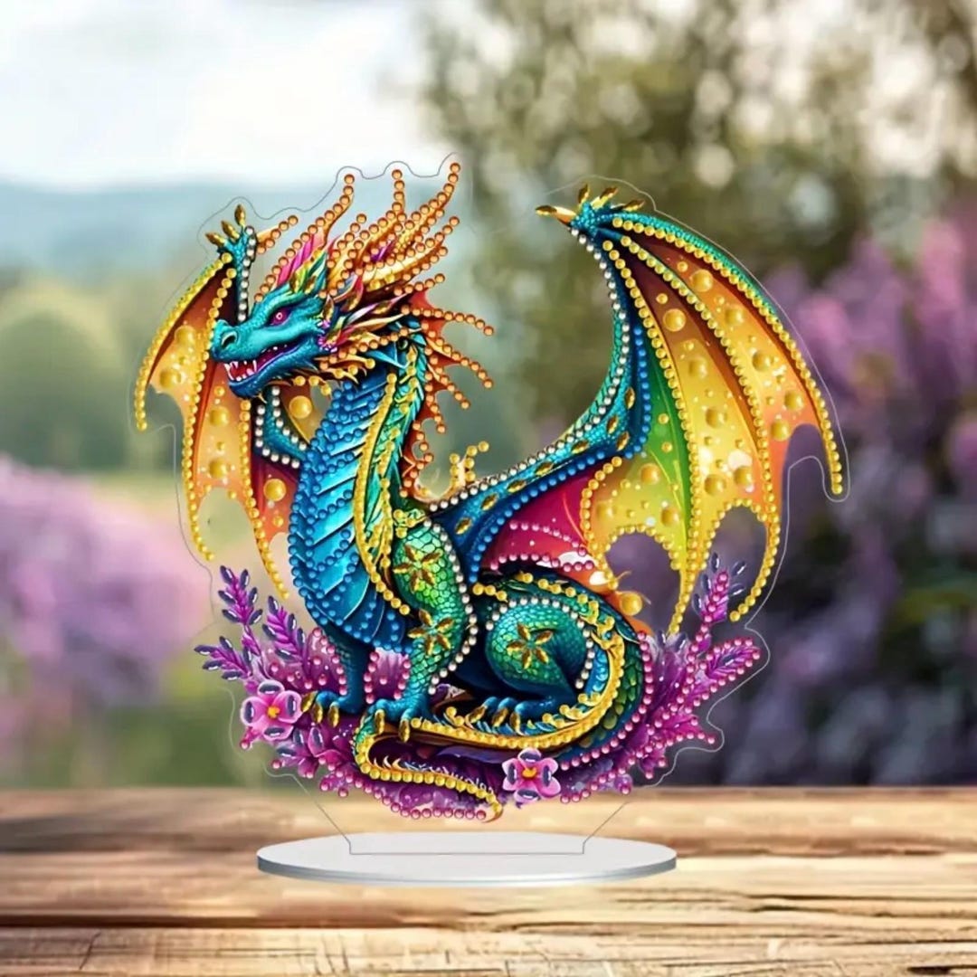 Rainbow Sea Dragon Table Decor – DIY Diamond Painting Kit, Flat 2D ...