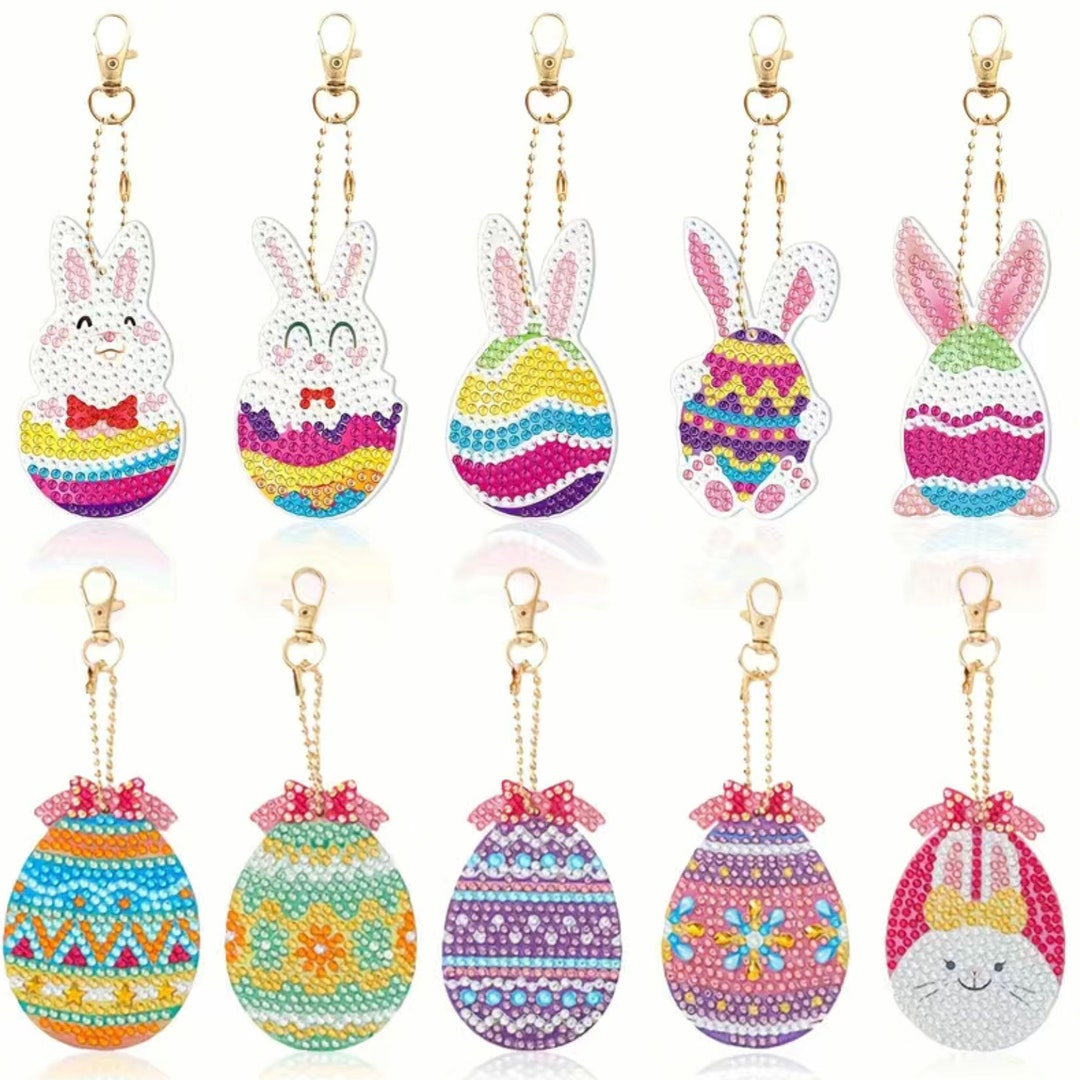 DIY 10 Double Sided Easter Egg Keychains/ornaments With - Etsy