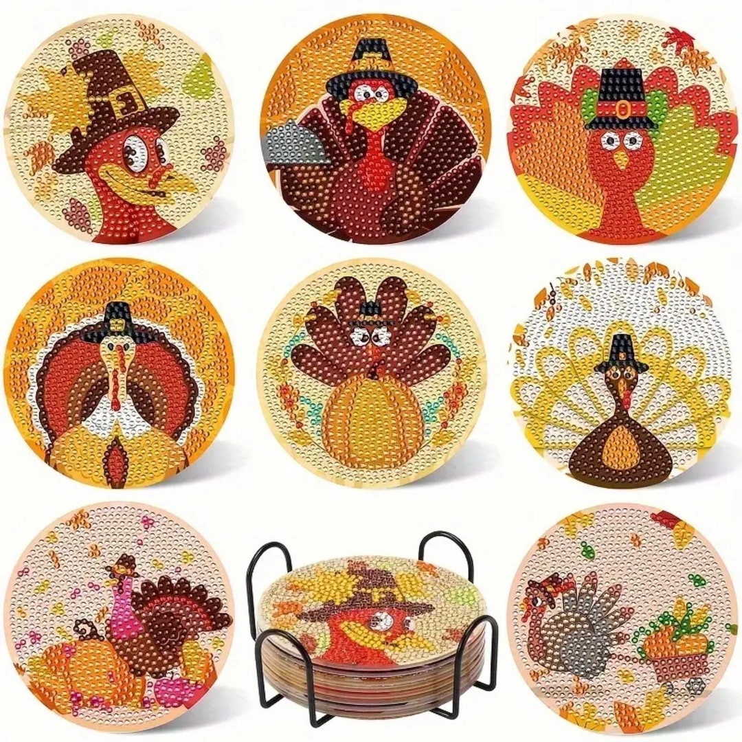 Thanksgiving DIY Kit: Create 8 Coasters With Cartoon Turkeys Using ...