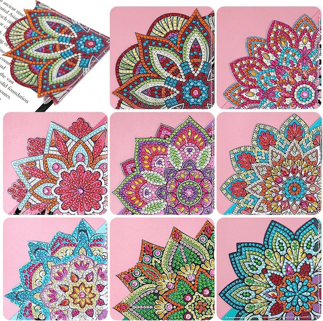 DIY 8 Beautiful Mandela Bookmarks, 5D Diamond Painting Kit, Tools and ...