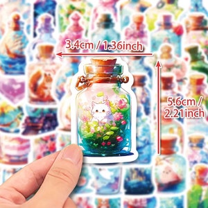 50 Fantasy Jar Stickers, Animals, Anime & Ocean Scenes in Bottles, High ...