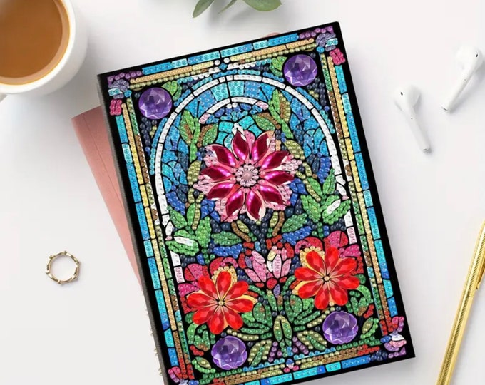 DIY Stunning Floral A5 Notebook, Diamond Painting Kit, Includes Tools ...