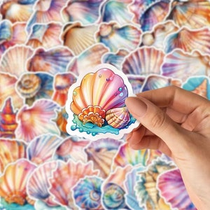 50 Dreamy Shell Stickers in Soft Pastels, High Quality Decal Craft ...