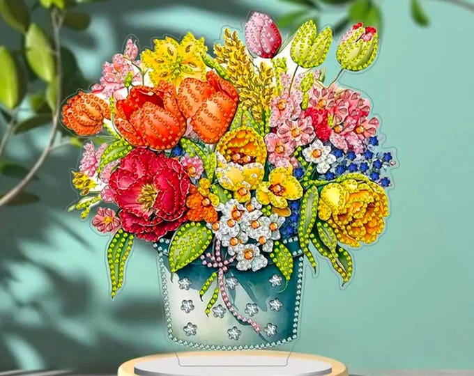 DIY Spring Flowers Diamond Painting Kit – Acrylic Table Decor With ...