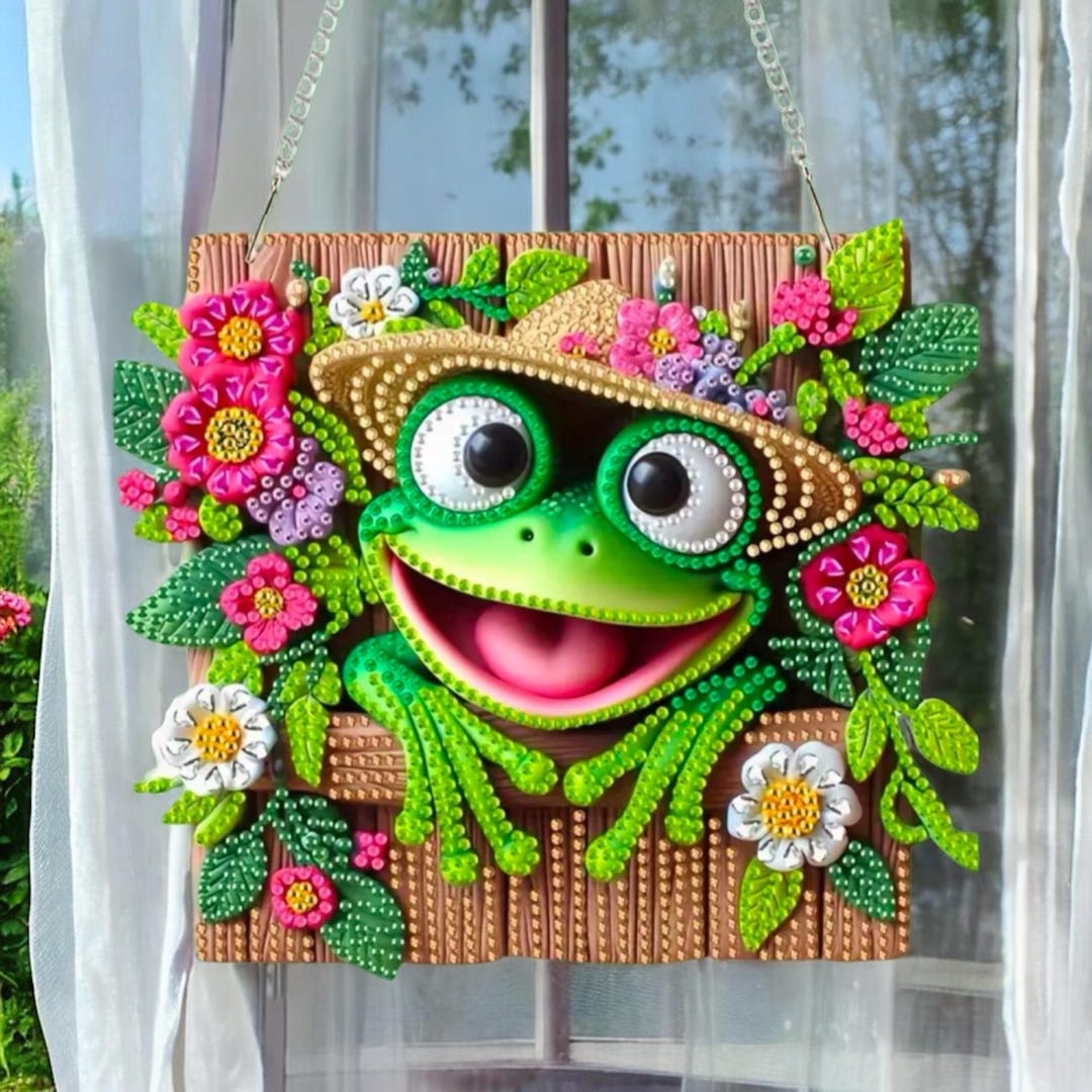 Cheerful Frog Diamond Painting Kit – DIY Sun Catcher With Rhinestones ...
