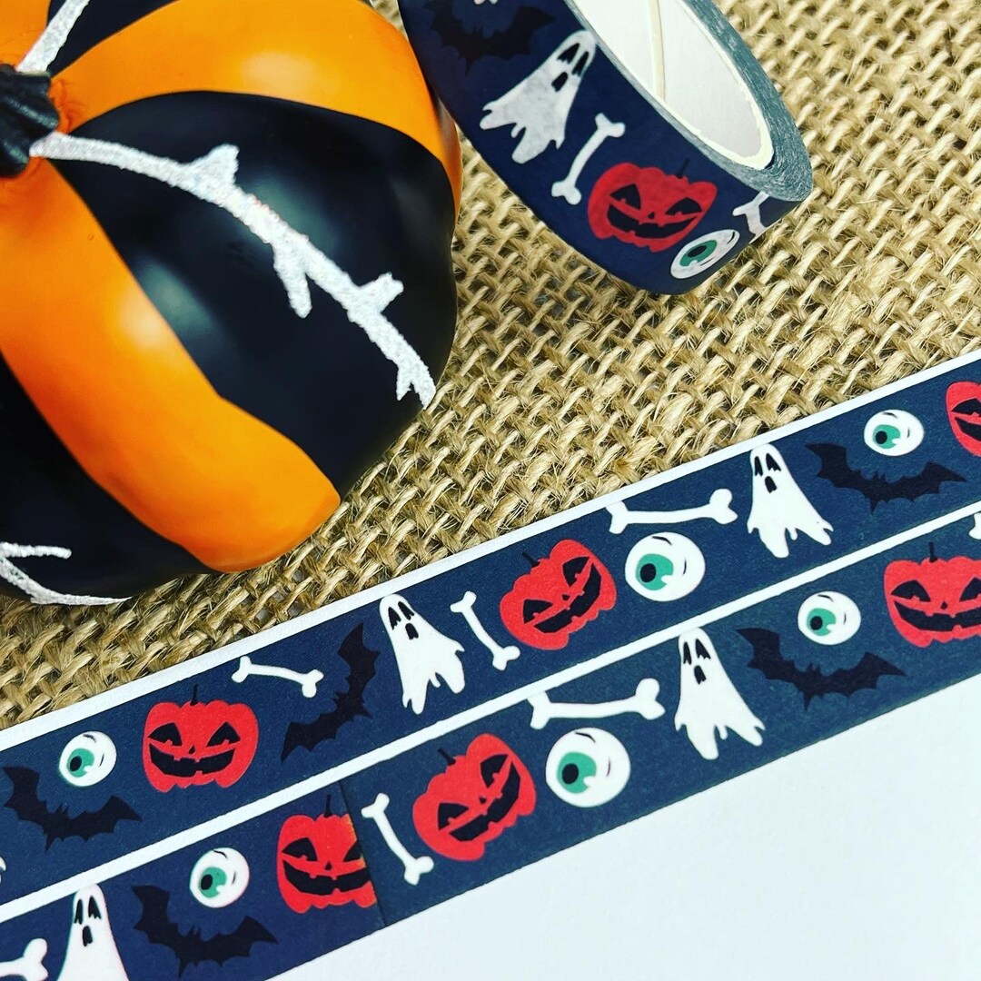 A Spooky Night, Ghosts, Eyeballs, Jack O Lantern and Bones, Washi Tape ...