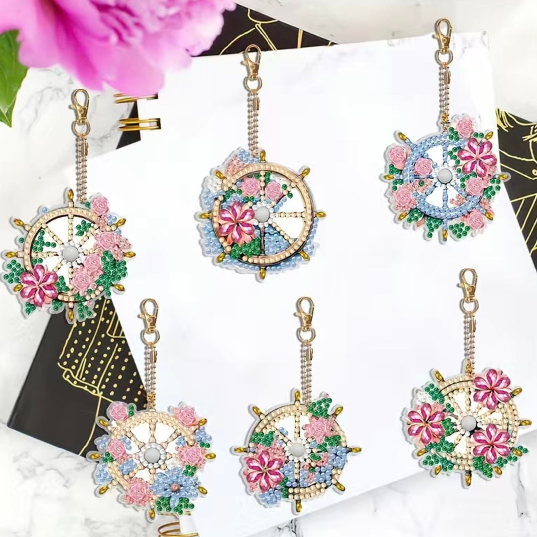 DIY 6 Captains Wheels, Double Sided Ornaments/keychains, DIY 5D Diamond Painting Kit, Includes ...