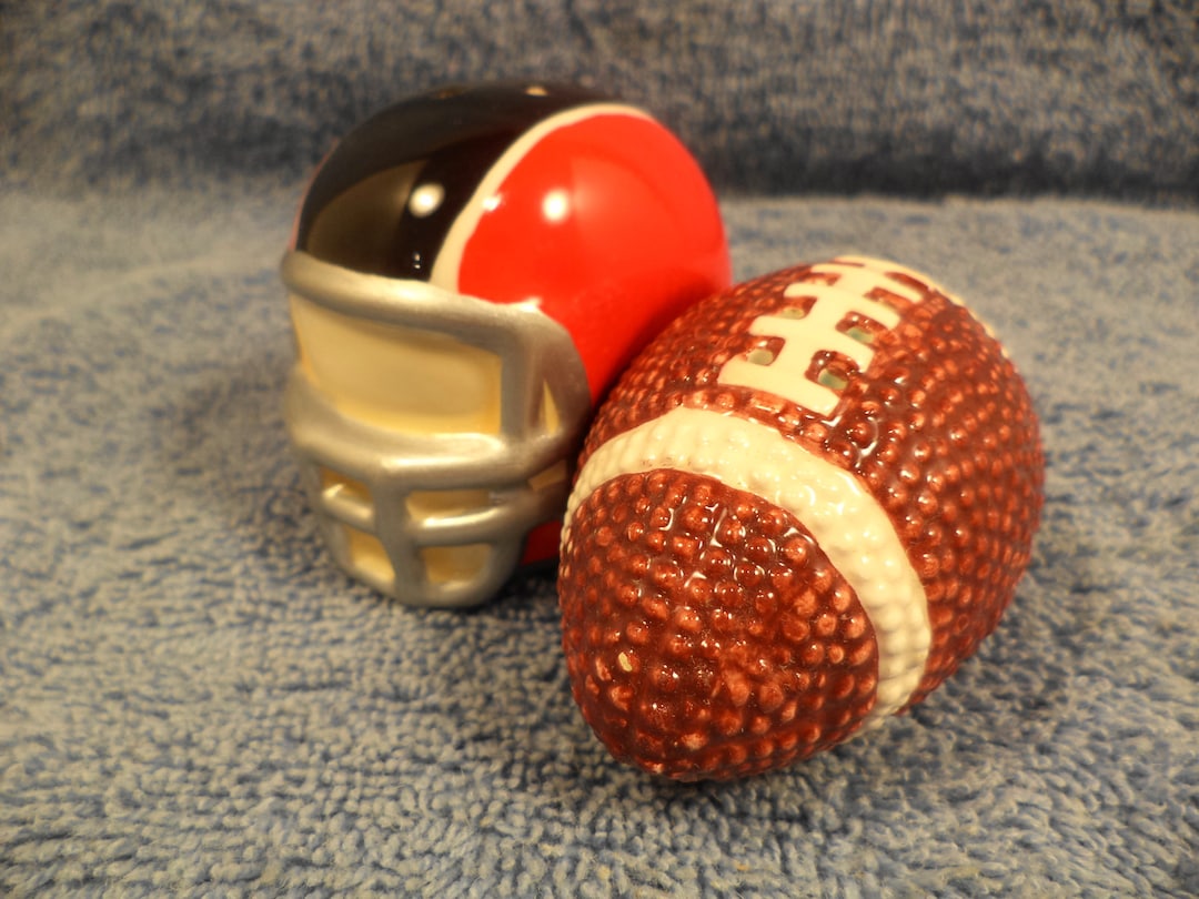 Football and Football Helmet Salt and Pepper Shaker Set - Etsy