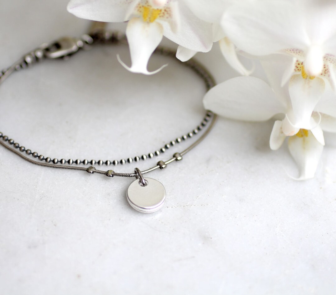 Layered Multi Strand Silver Bracelet With Charm in Sterling Silver ...