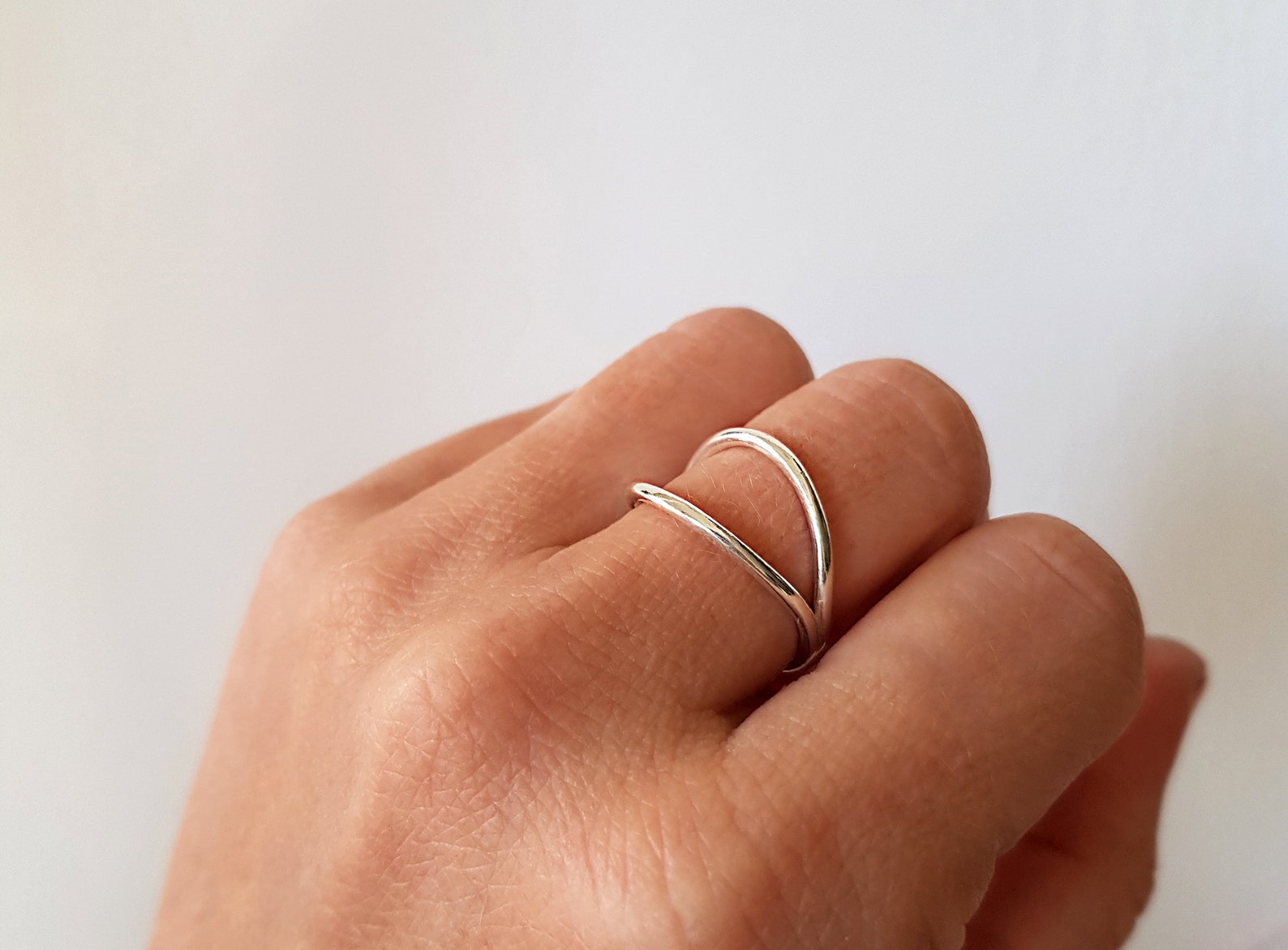 Double band ring open silver ring delicate ring dainty ring | Etsy
