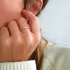 Double Open Ring, Double Band Ring, Sterling Silver Ring, Delicate Ring ...