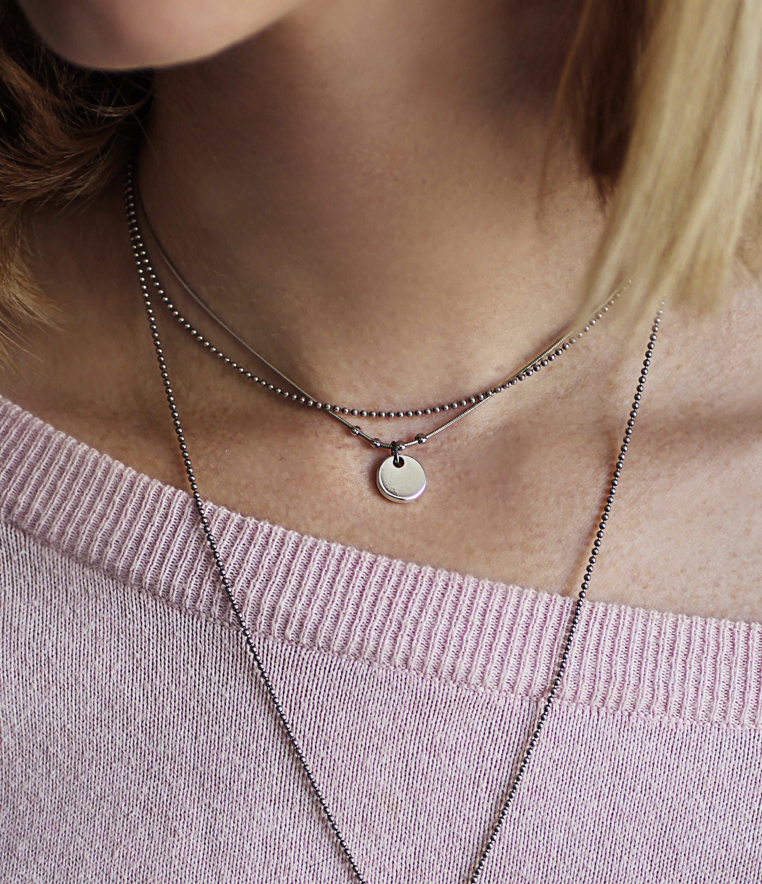 Double Chain Necklace Sterling Silver Necklace Chainmulti - Etsy