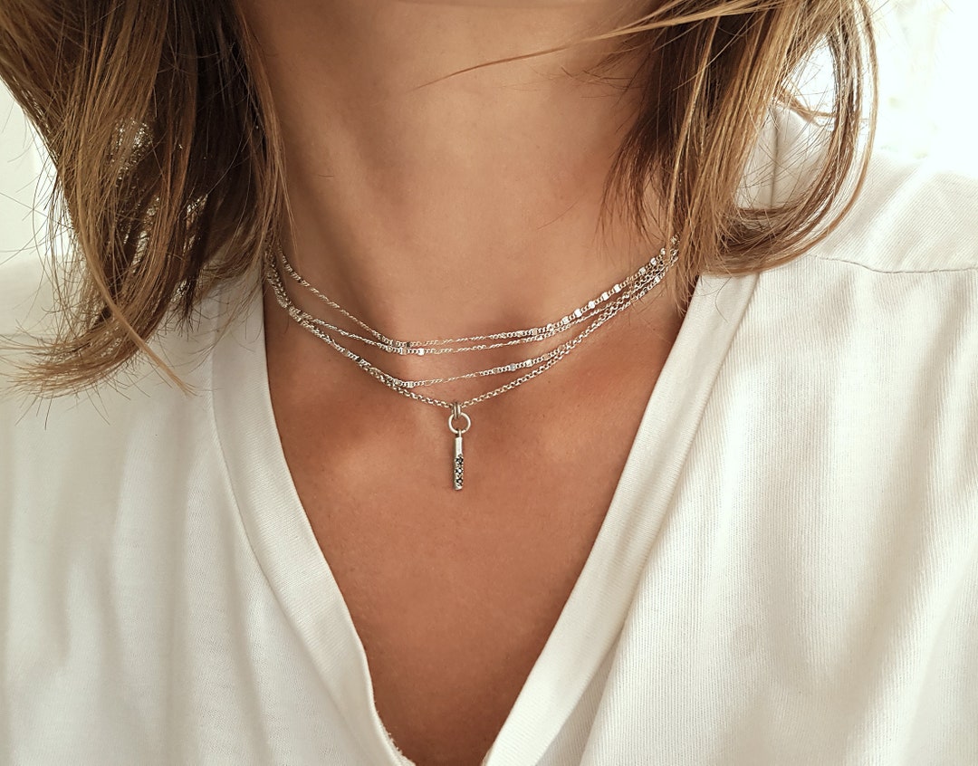 Multi Strand Necklace, Sterling Silver Choker, 3 Strand Necklace, Multi ...