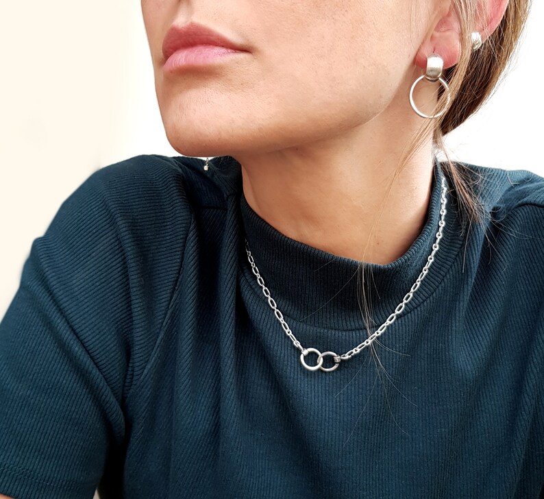 Silver Chunky Chain Necklace Chunky Choker Necklace Bold - Etsy