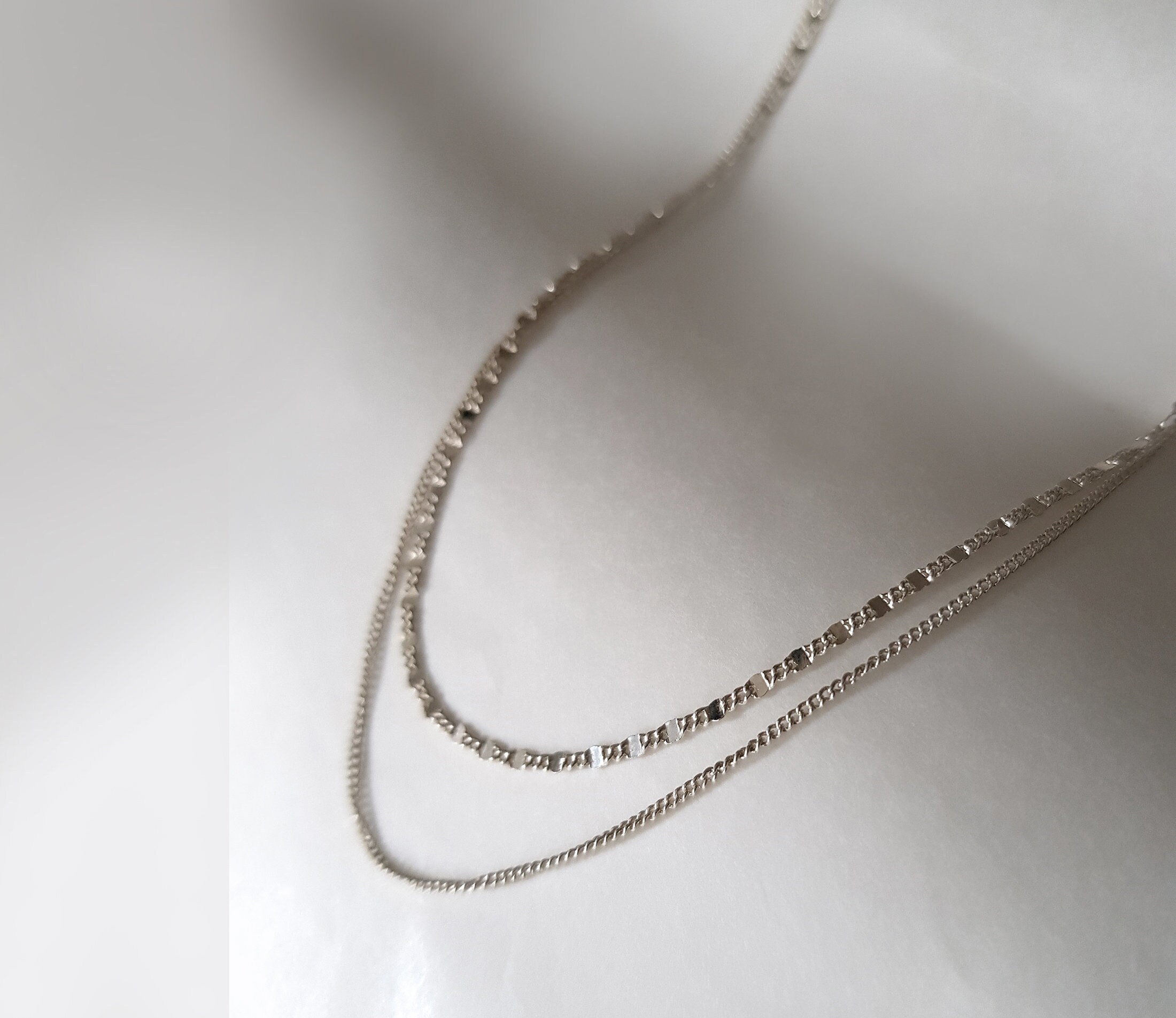 Multi Strand Necklace Double Chain Necklace Silver Layered - Etsy