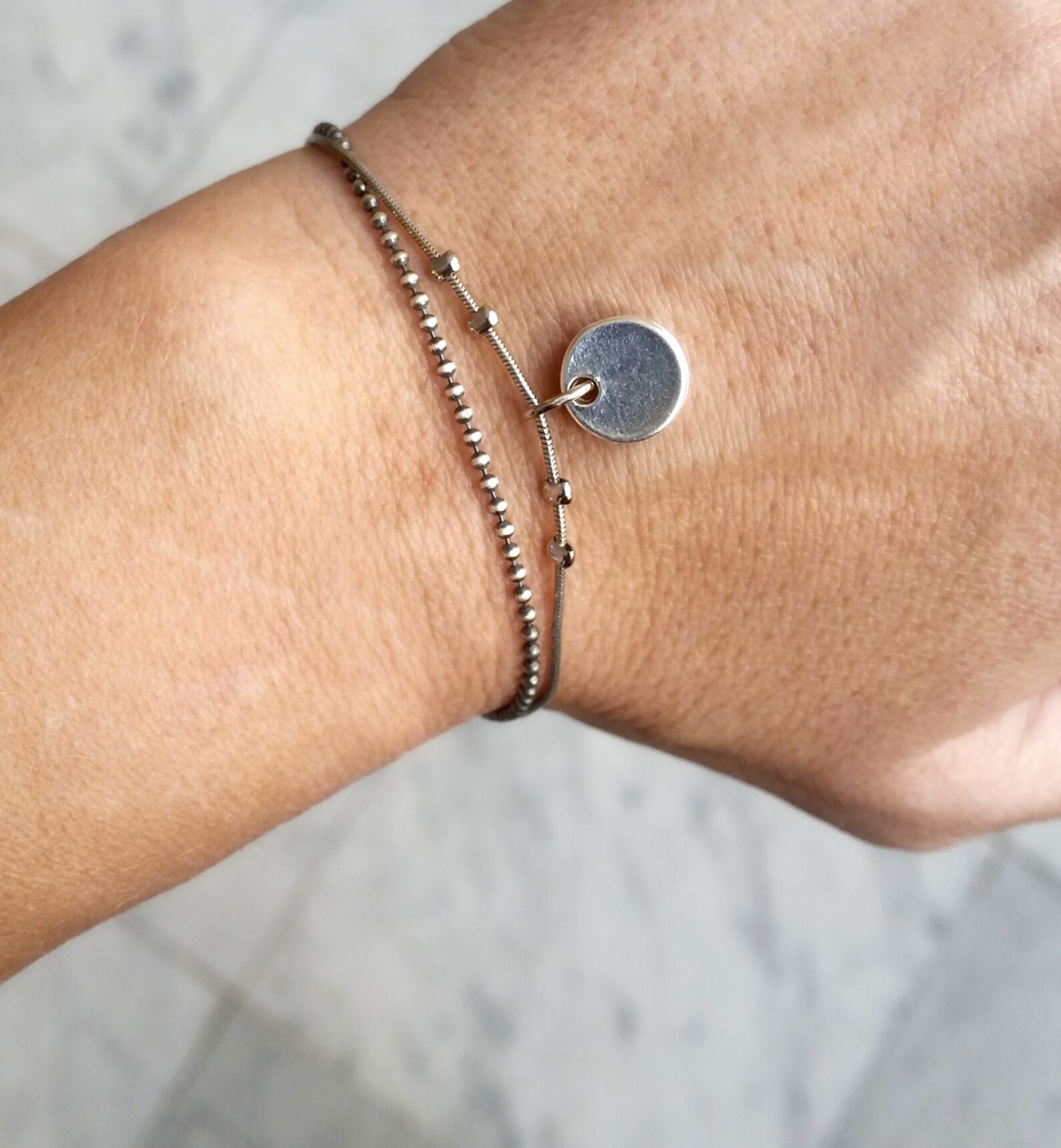 Layered Multi Strand Silver Bracelet With Charm in Sterling | Etsy