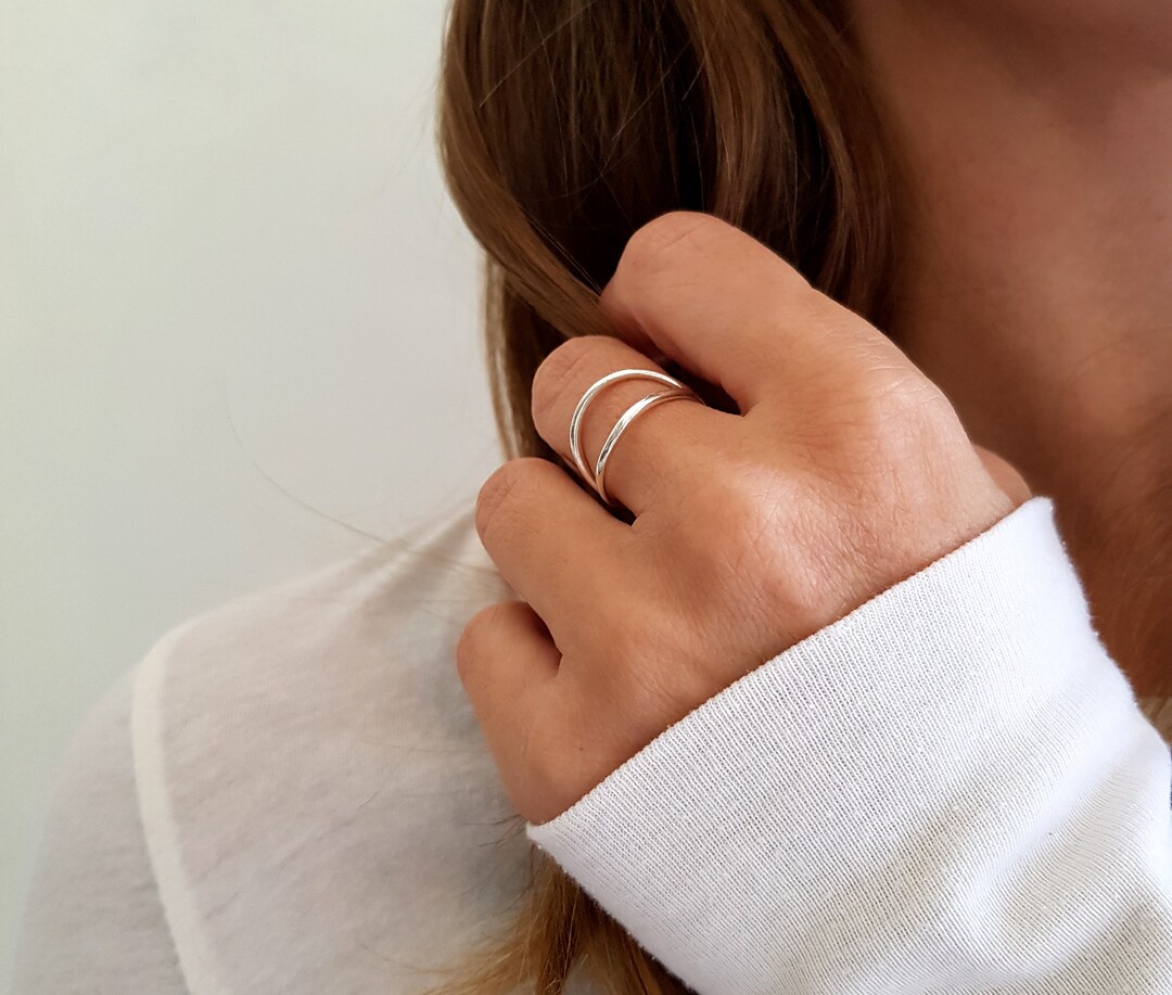 Double Band Ring Open Silver Ring Delicate Ring Dainty Ring - Etsy