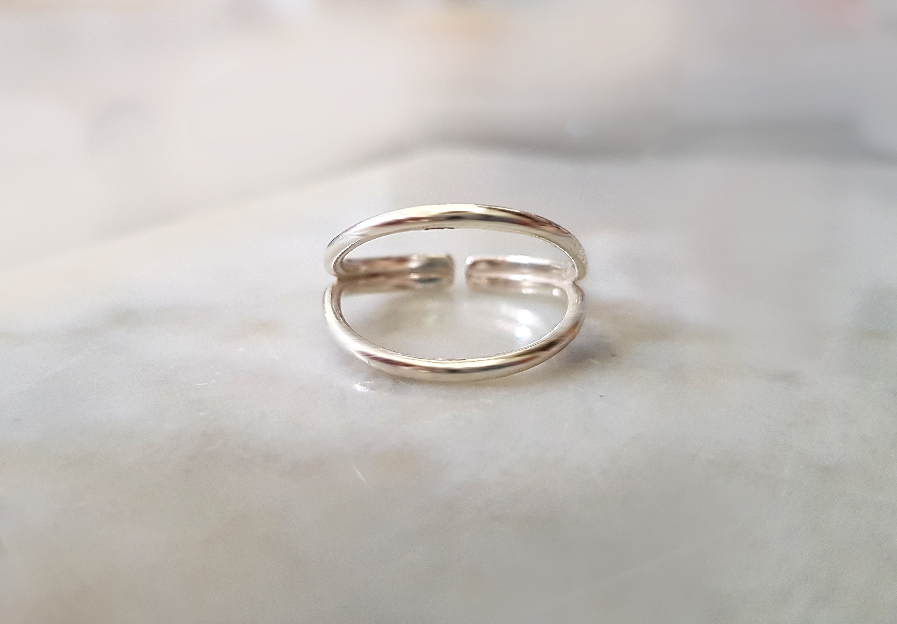 Double band ring open silver ring delicate ring dainty ring | Etsy