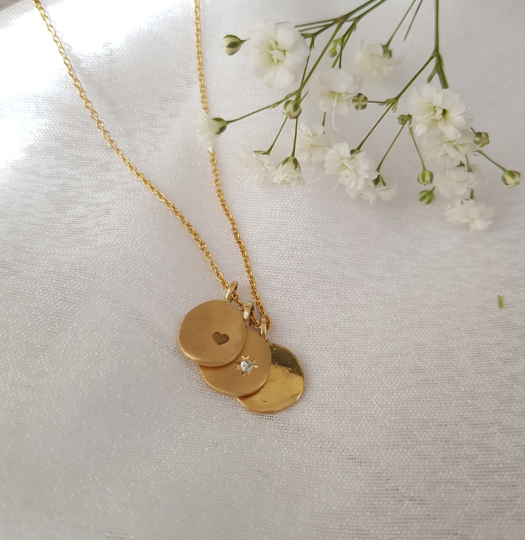 Personalized Necklace, Solid Gold Charm Necklace, Diamond Necklace Gold ...