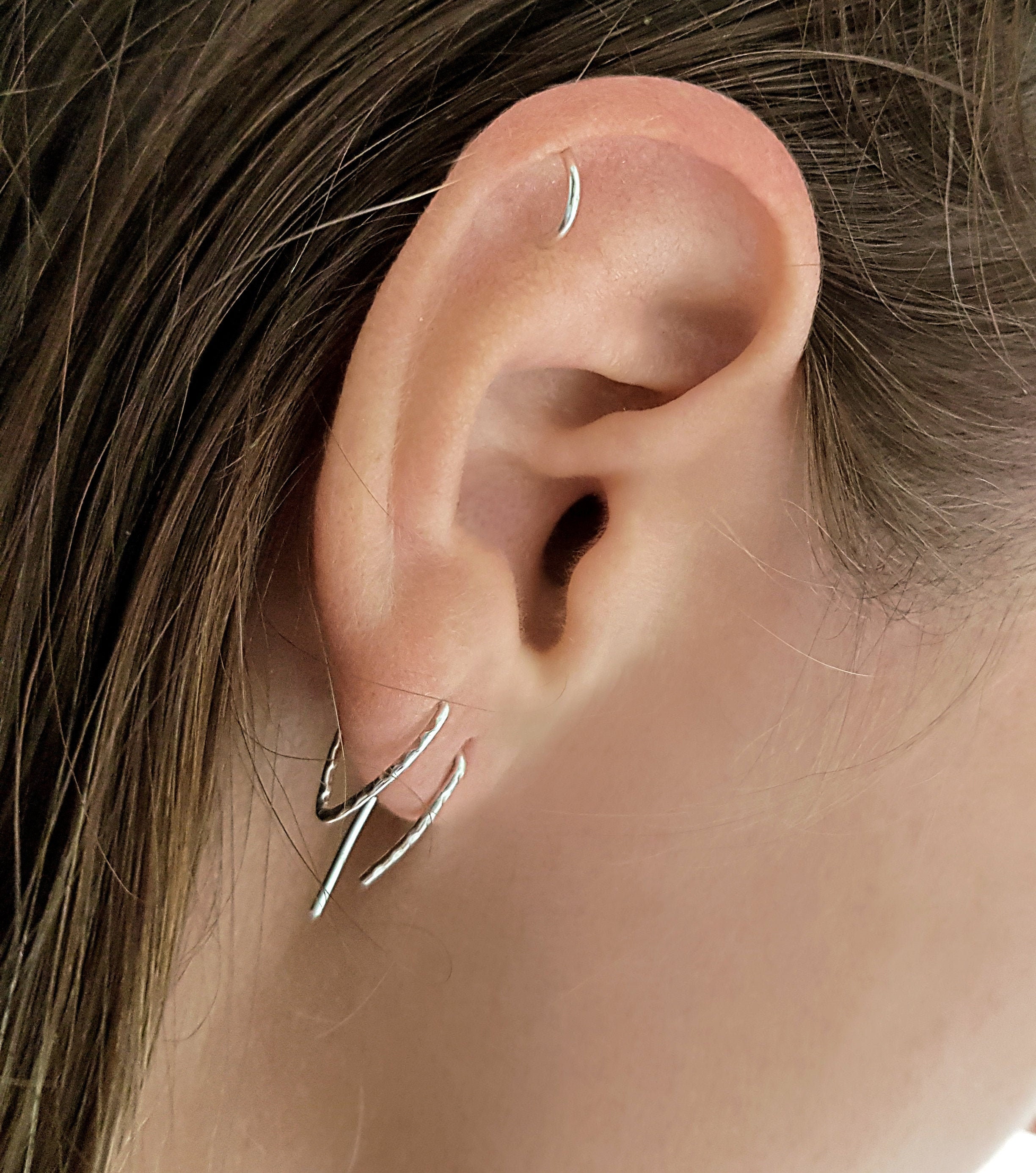 14K Gold Earrings Real Gold Wire Earrings Line Earrings | Etsy