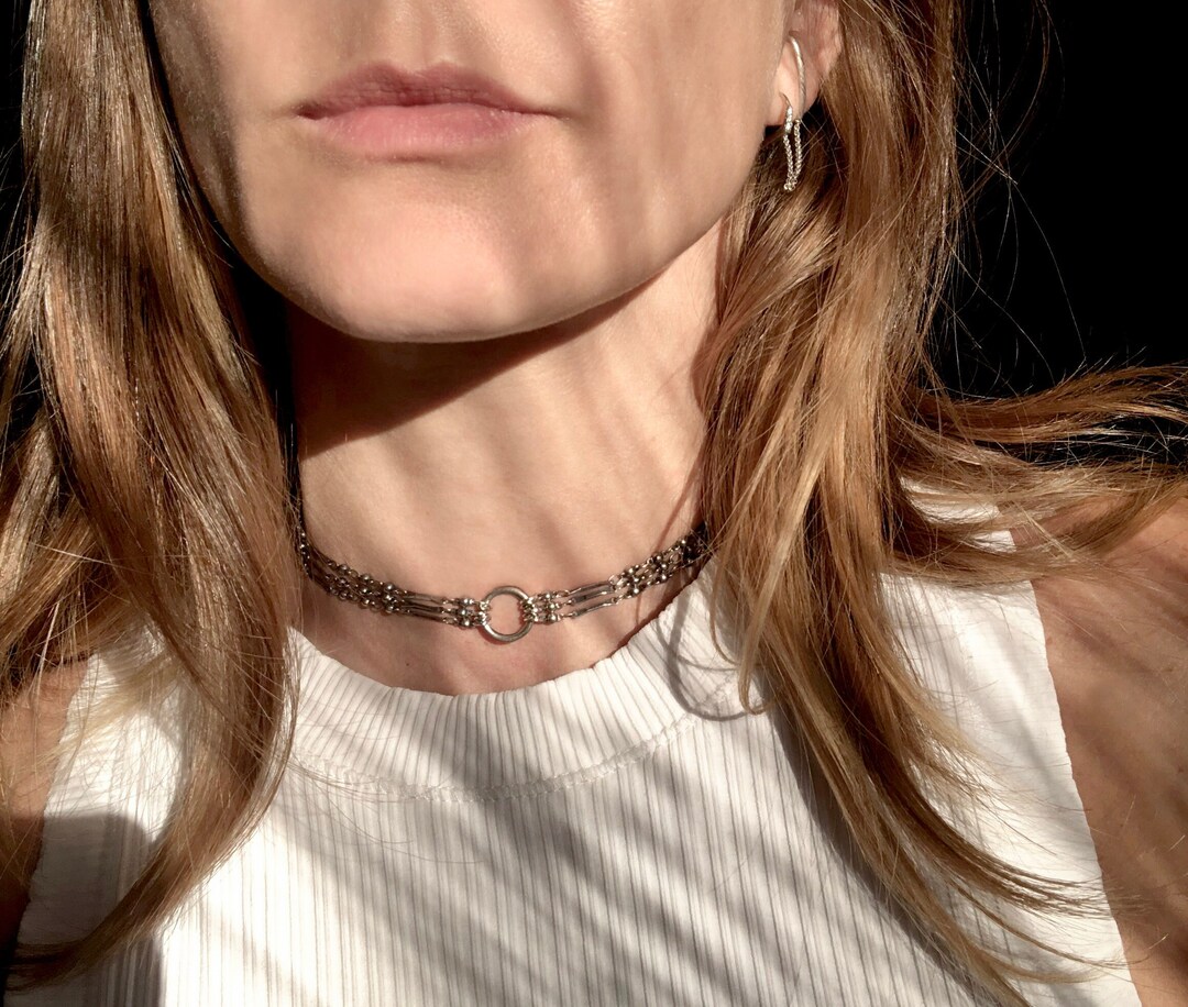 Multi Chain Necklace, Silver Choker Necklace, Silver Choker Chain ...