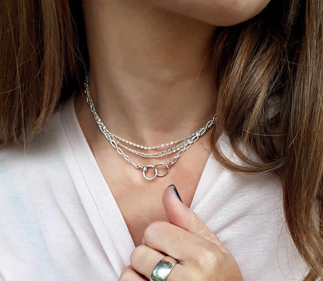 Silver Chunky Chain Necklace, Chunky Choker Necklace, Bold Necklace ...