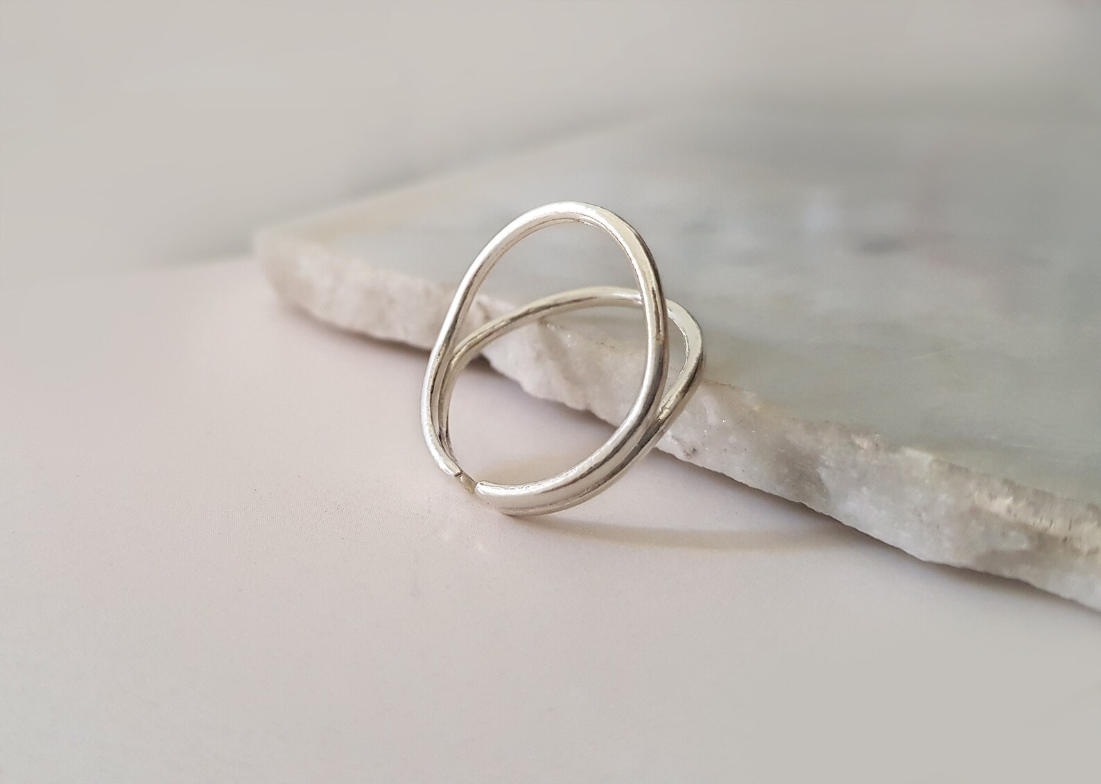 Double band ring open silver ring delicate ring dainty ring | Etsy