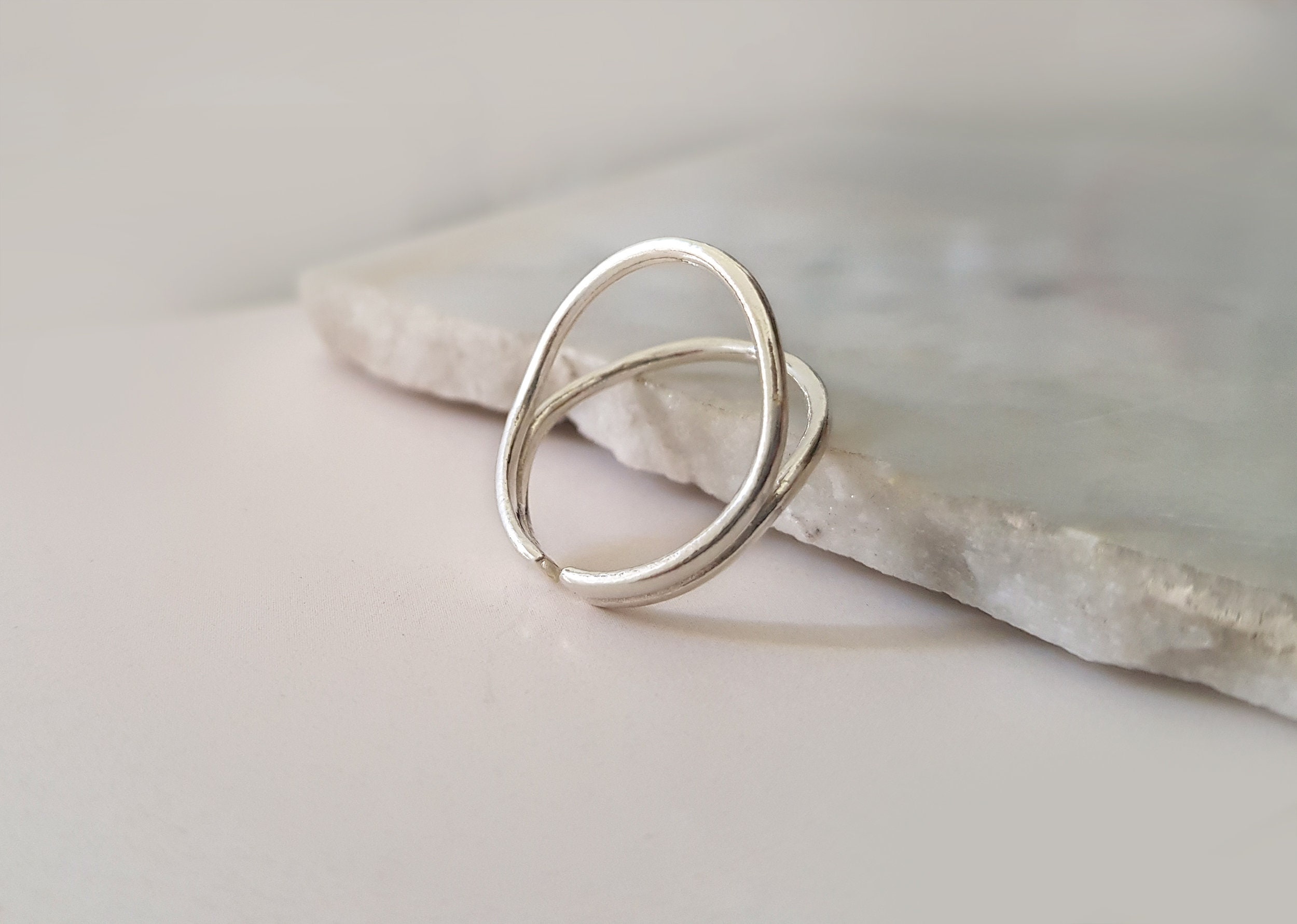 Double band ring open silver ring delicate ring dainty ring | Etsy